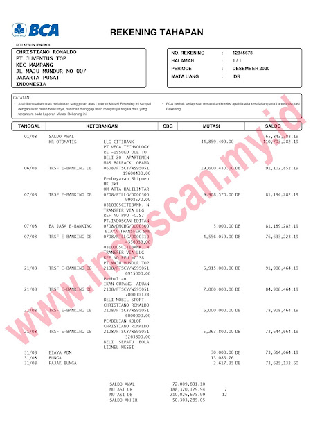 Jasa Edit Rekening Koran Bank BCA | BRI | MANDIRI | BNI | DLL ~ Jasa ...
