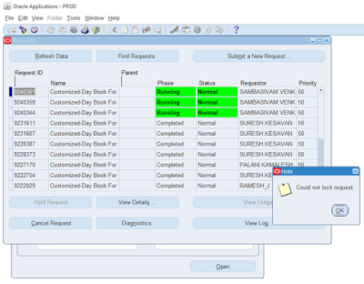 Davis Apps DBA: 'Could not lock request' during cancelling the ...
