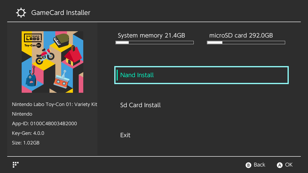 ニンテンドースイッチ ゲームカードを本体に直接インストールできるGamecard Installer NX紹介