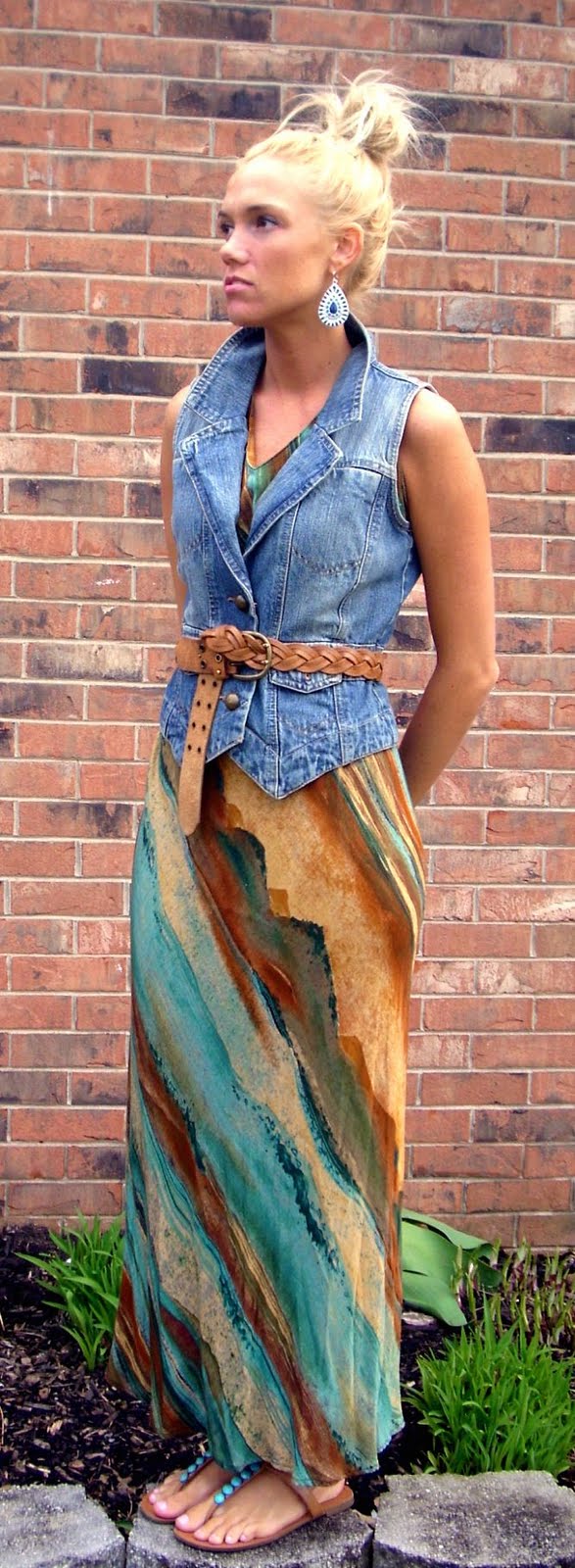 Pop! of Style: Denim Vest & Maxi Dress