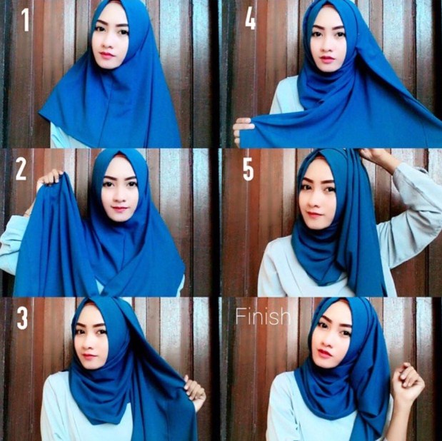 Contoh Tutorial Hijab Pashmina Kashmir Modern Cantik