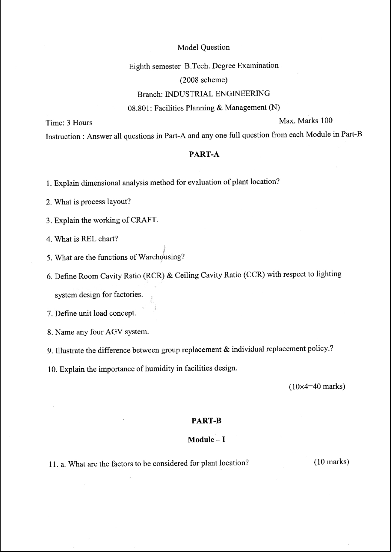 Kerala University B.Tech Facilities Planning & Management ( N ) 2017 ...