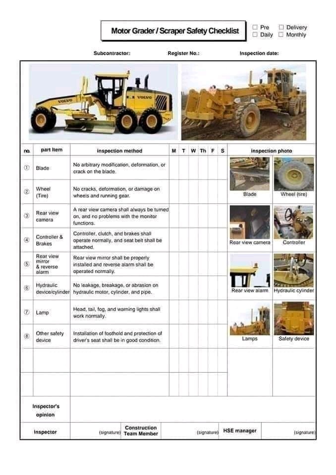 HSE Insider : SCISSOR LIFT, DUMP TRUCK, SCRAPPER - CHECKLIST WITH PICTURES
