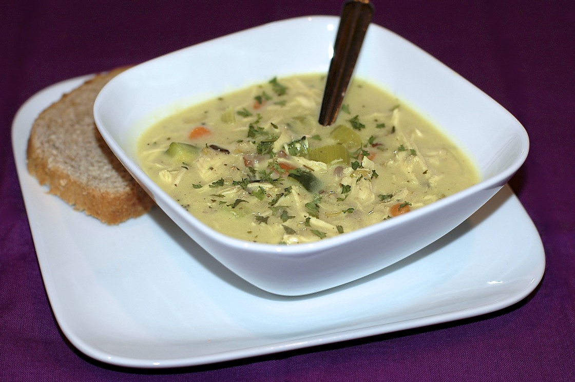 Boy Cheese Sandwich: Curried Chicken and Wild Rice Chowder