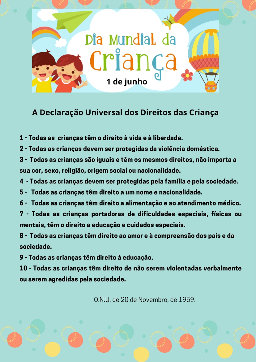 1 de junho - Dia Mundial da Criança