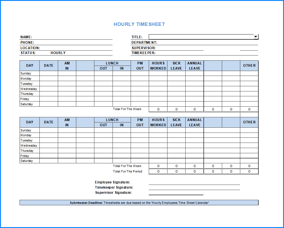 Sample Timesheets For Hourly Employees - Invoice Template