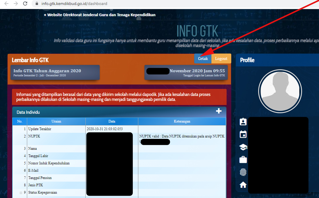 Cara Mudah Cek dan Cetak/Print Out Info GTK PTK Non PNS Tahun 2020 - Dadang JSN