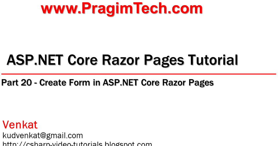 Sql Server Net And C Video Tutorial Create Form In Core Razor Pages Slides