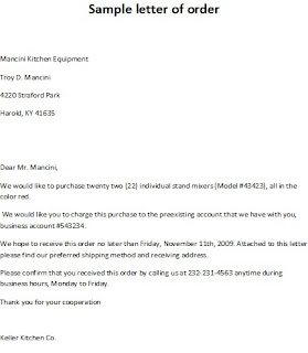 Order Letter Sample