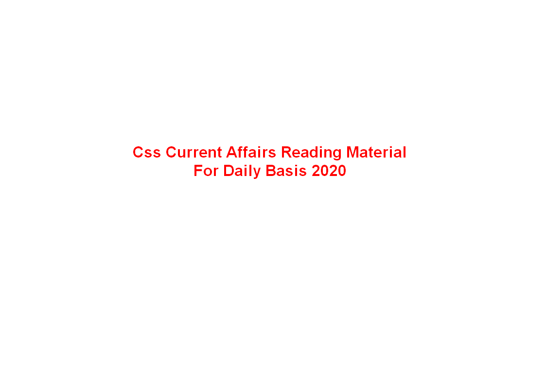 Current Affairs For Css 2020