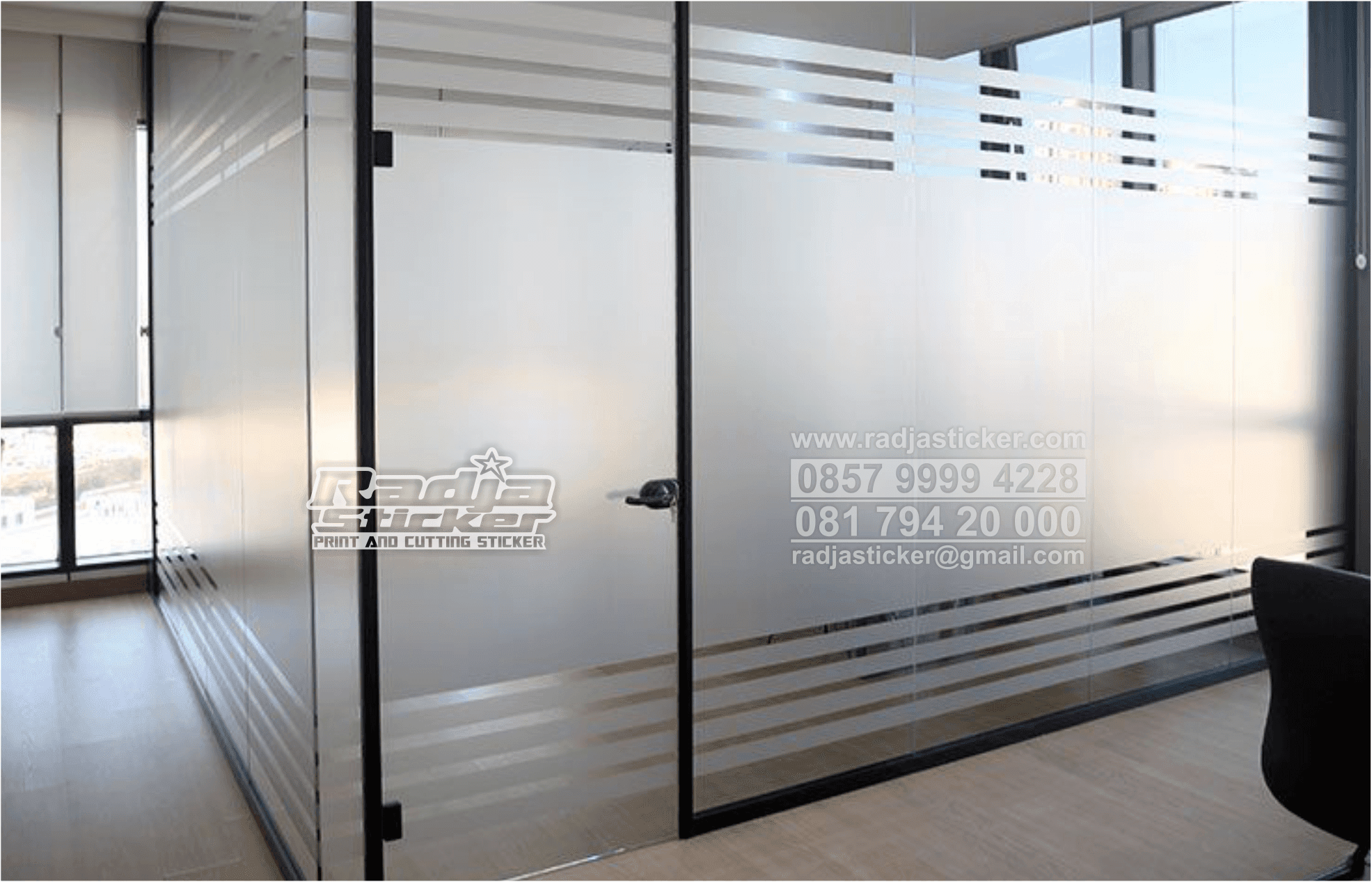 Stiker Kaca Sandblasting Kantor List Garis, Ready WA 085799994228 ...