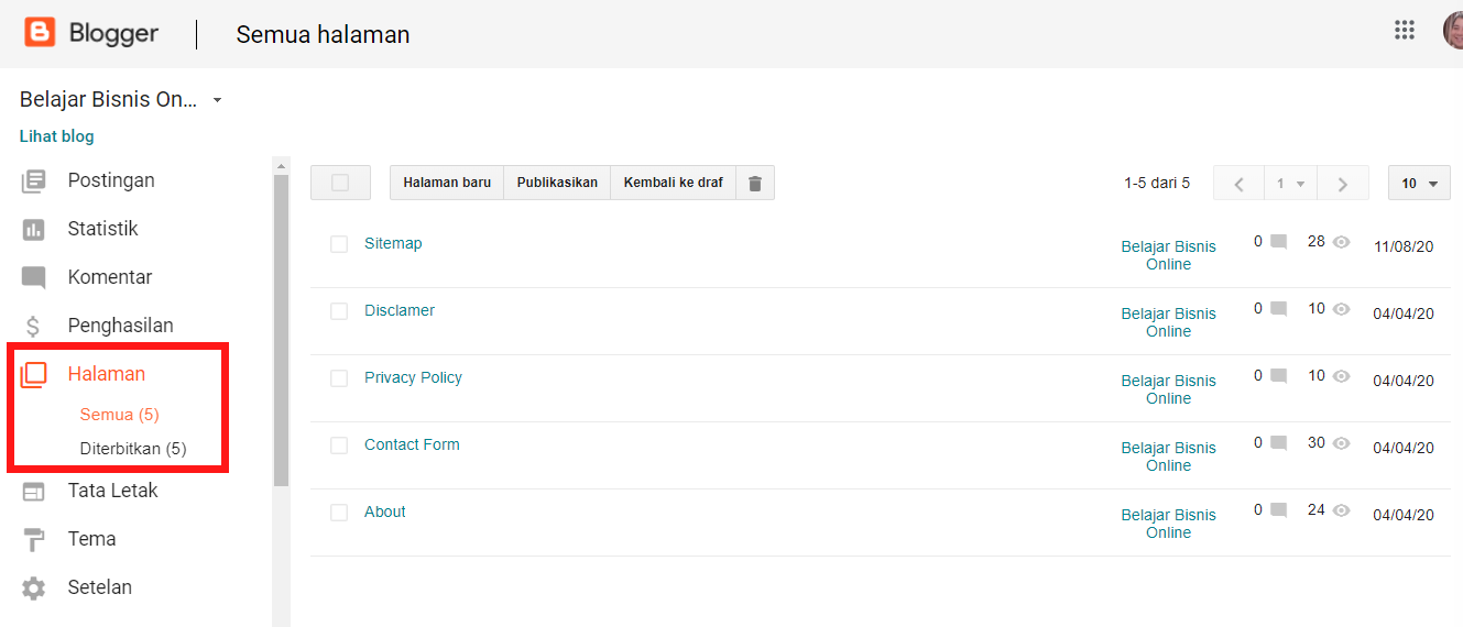 Cara Membuat Website Blog #4 Mengenal Fitur-fitur Edit Blog Pada ...