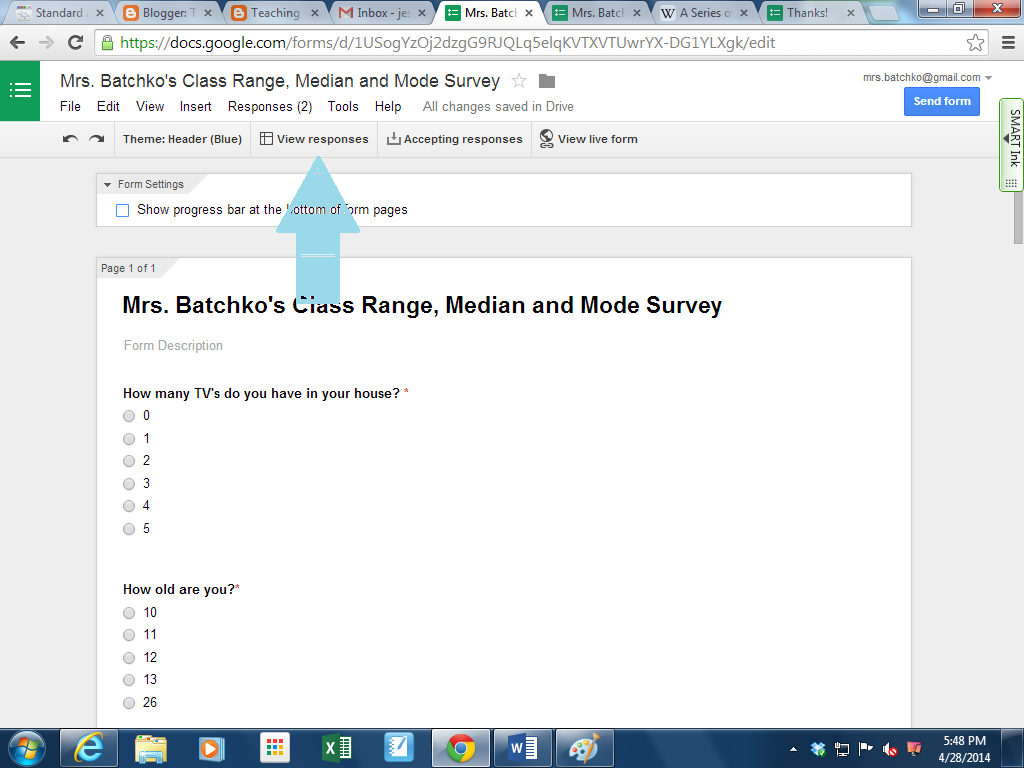 Batchko's Bytes: Google Forms: Range, Median and Mode Survey