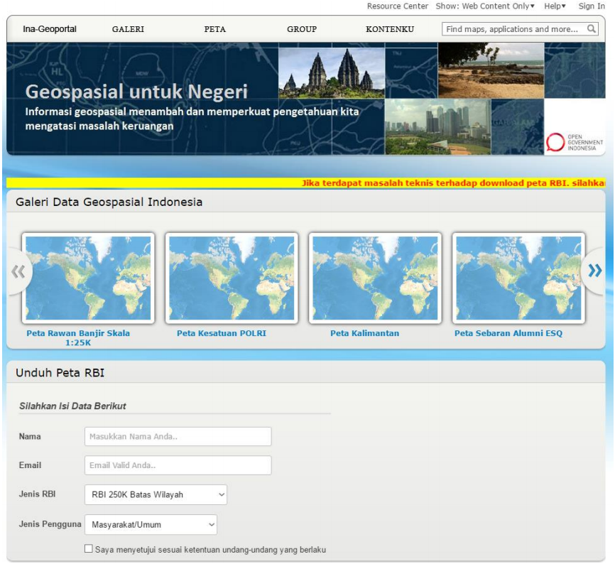 Download Peta RBI dari BIG (Bakosurtanal) - Cara Lain | Share to The World
