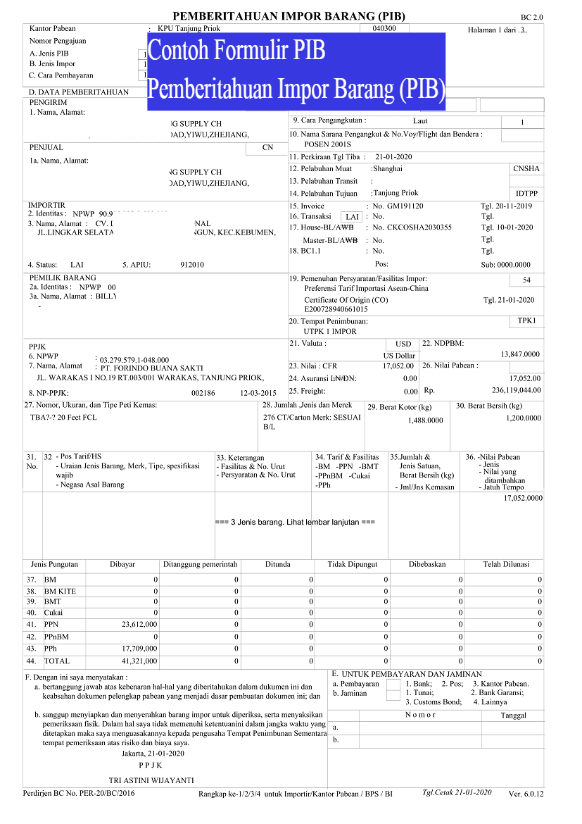 Belajar Import Barang:Mengenal Apa Itu Pemberitahuan Impor Barang (PIB) ? - Indonesia Undername ...