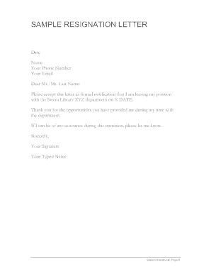 Free Printable Resignation Letter Template ~ Resume Letter