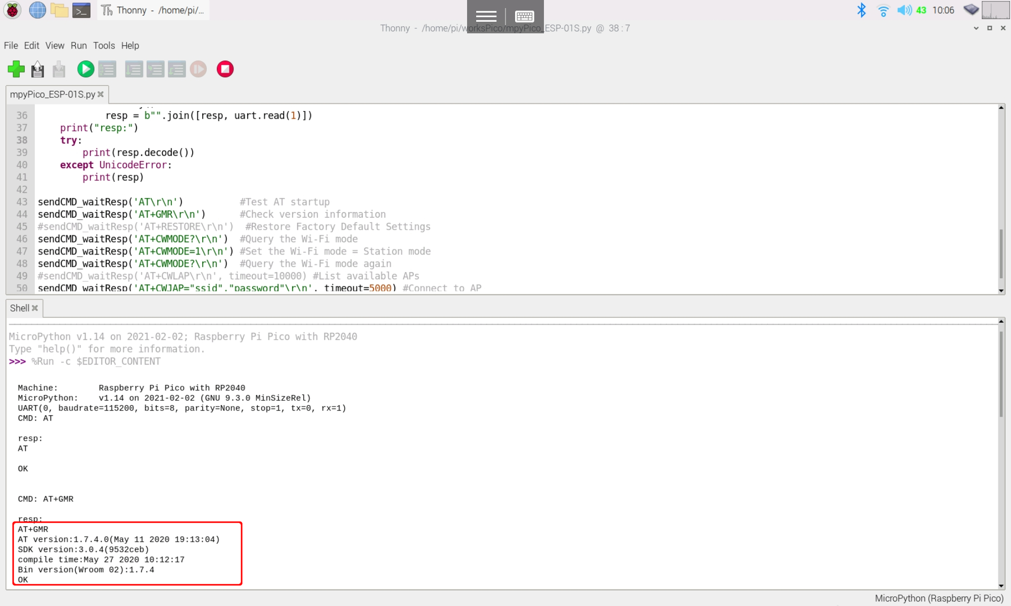 Hello Raspberry Pi Connect Esp 01s Esp8266 To Raspberry Pi Picomicropython Using At Command