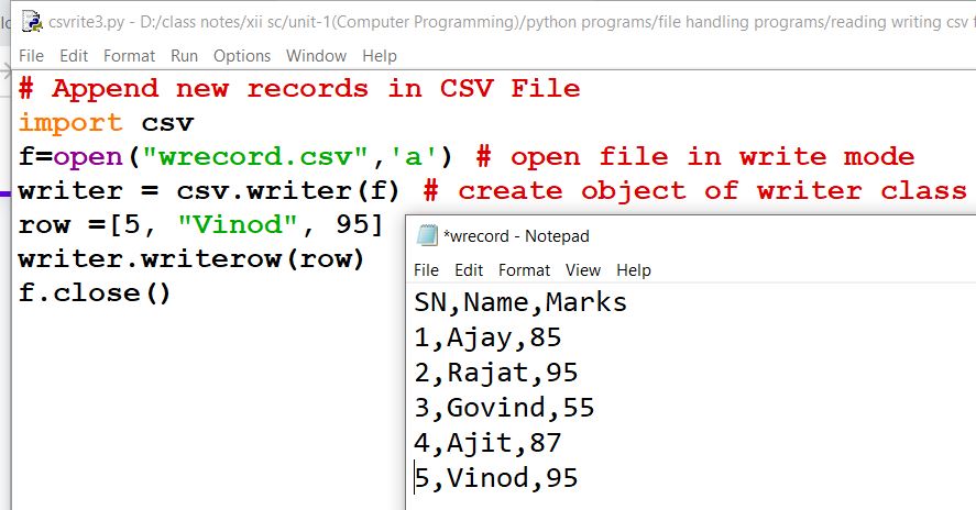 Writing CSV Files