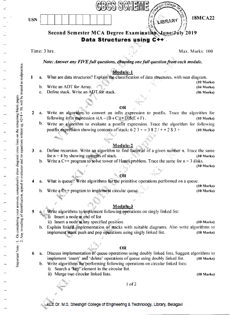 Visvesvaraya Technological University MCA. (CBCS) Second Semester ...
