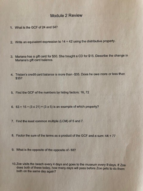 Mrs Negron 6th Grade Math Class Module 2 Review mrs-negron-6th-grade-math-class-module-2-review