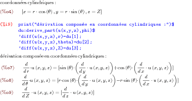 weblog de philippe roux: calculs de divergence et rotationnel avec Maxima