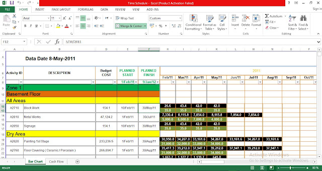 ُُExcel sheet to make Time schedule and cash flow