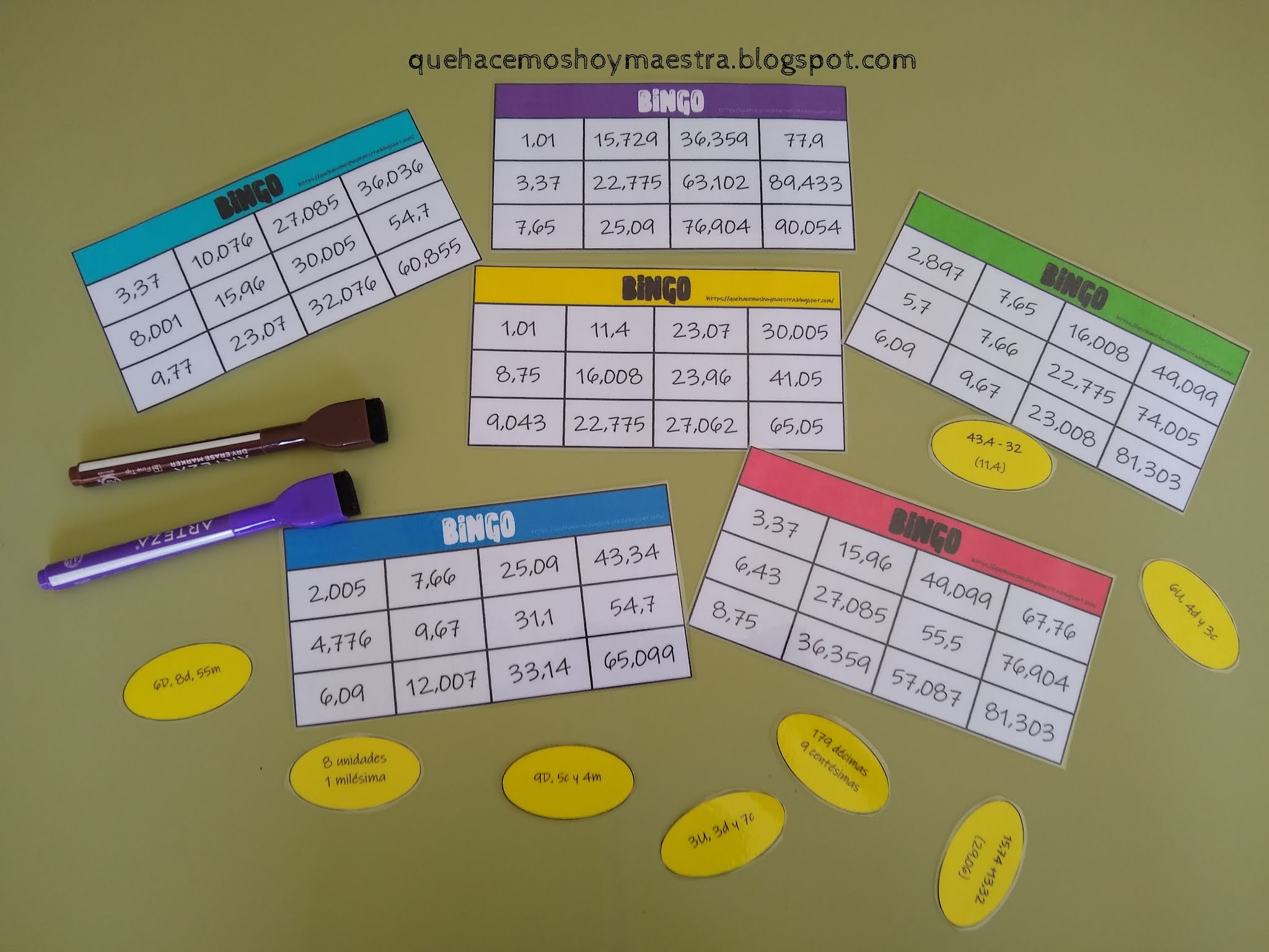 ¿Qué hacemos hoy, maestra?: BINGO DE NÚMEROS DECIMALES