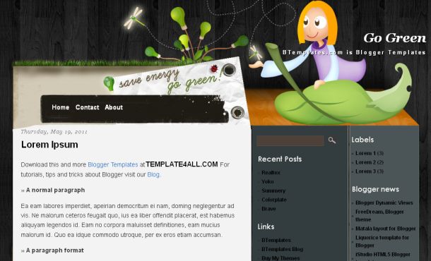 Green Rainbow Nature Blogger Template Download