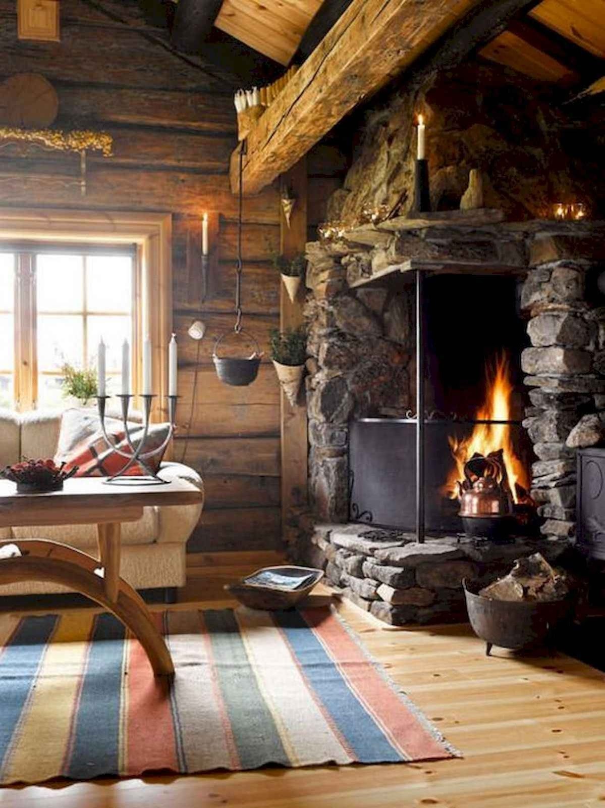 50 Exotic Traditional Fireplace Cabin To Create A Romantic Atmosphere ...
