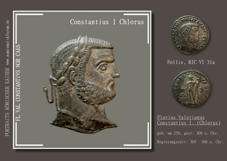 römische Kaiserportraits auf Münzen: Constantius I Chlorus