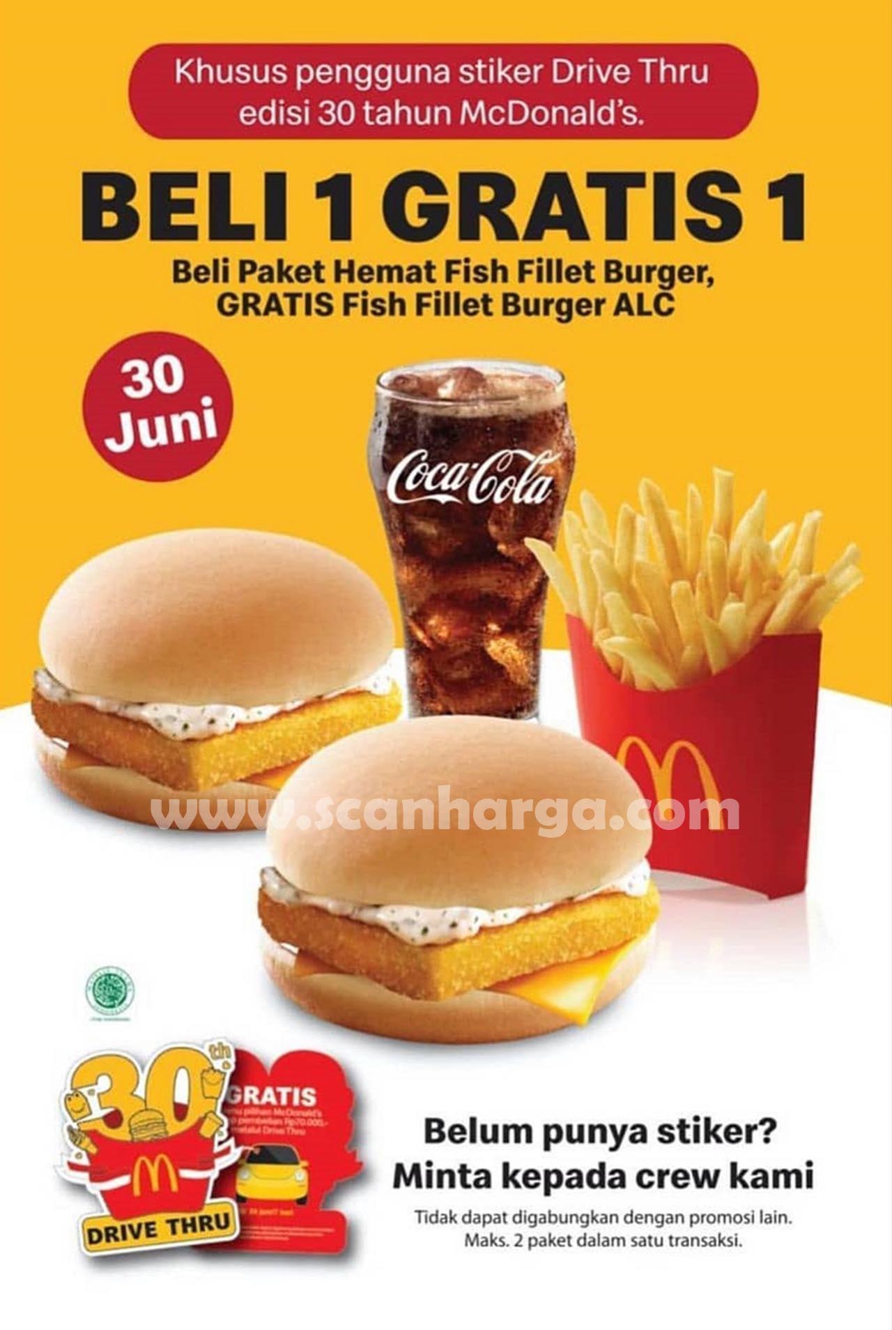 Promo McDonalds BELI 1 GRATIS 1 untuk pengguna sticker Drive Thru* - scanharga