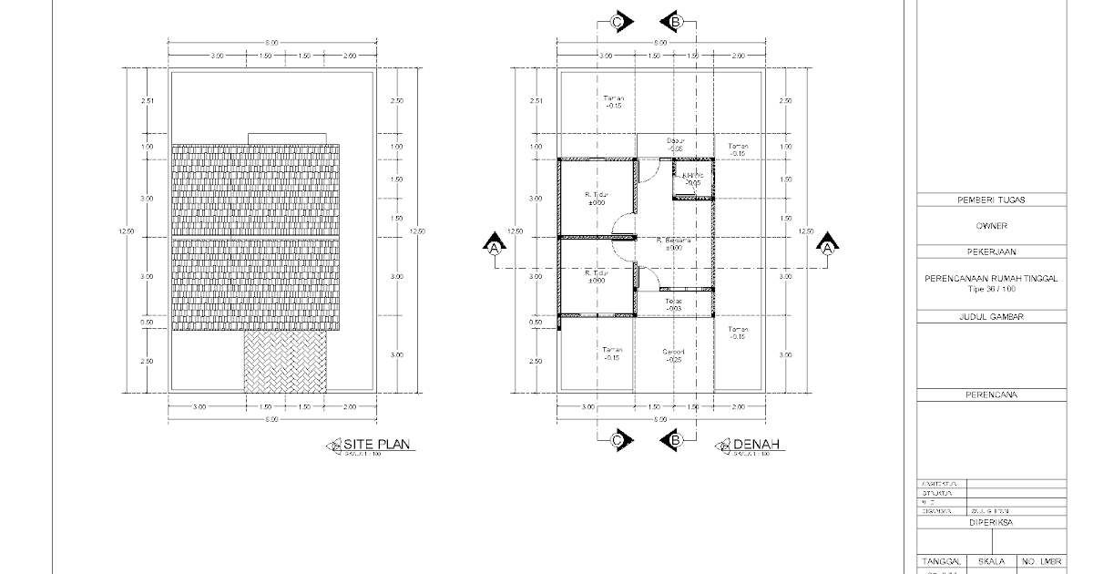 Z.Art STUDIO: Contoh Gambar Denah, Tampak, dan Ilustrasi 3D Rumah Type 36