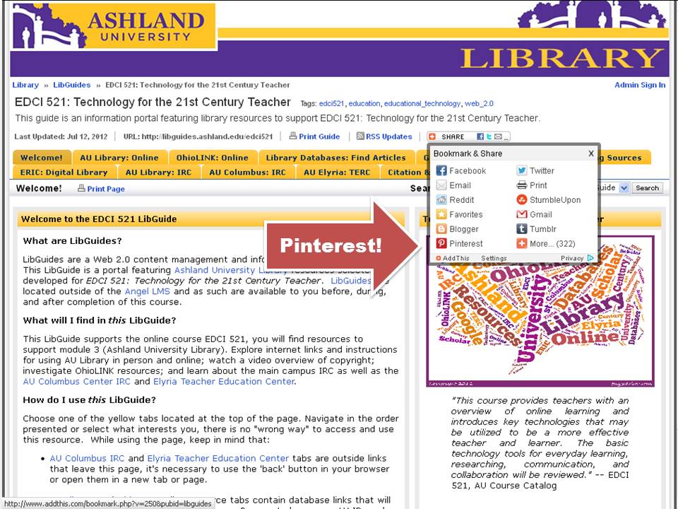 Library Cloud: LibGuides & Pinterest