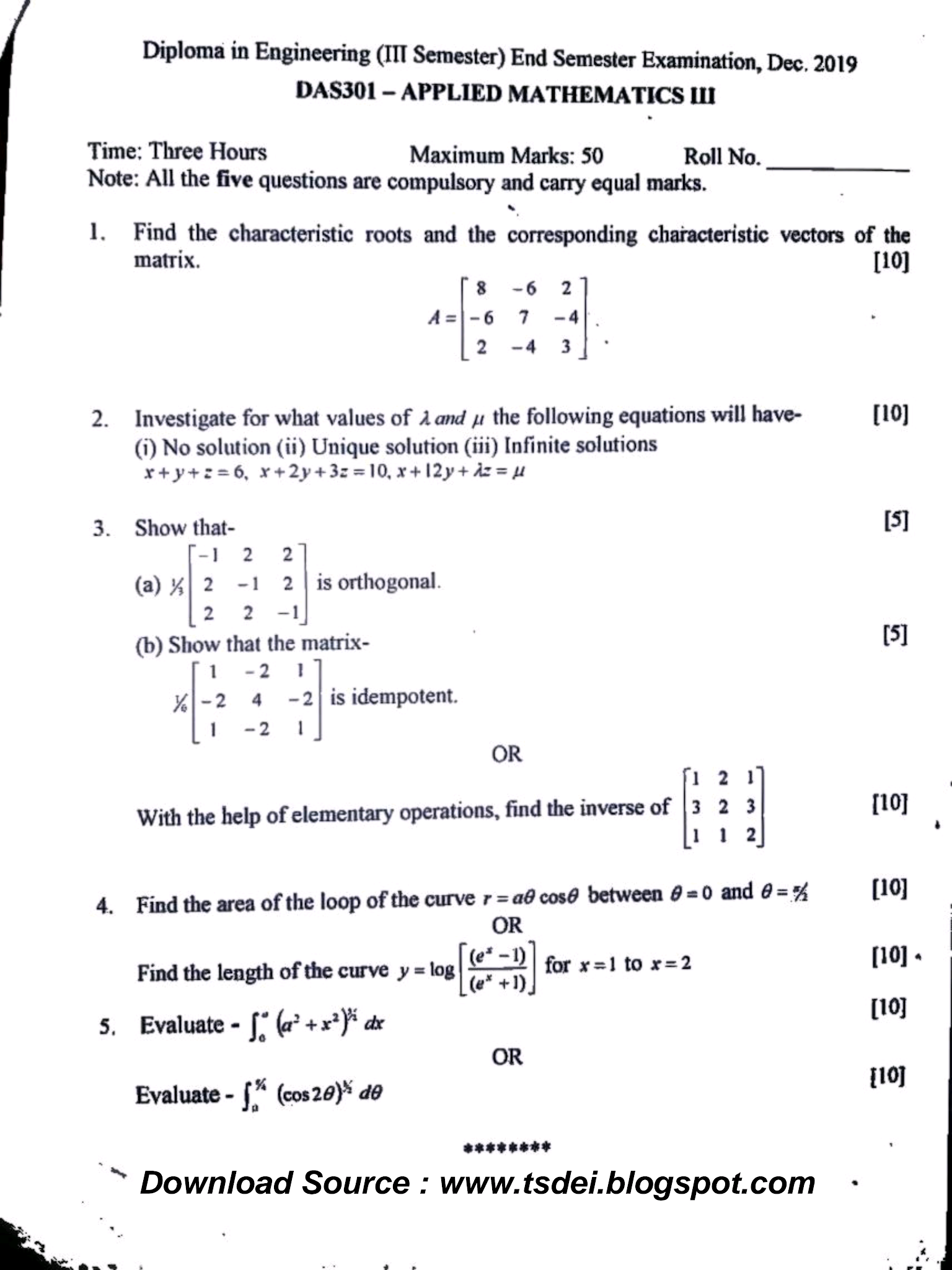 3rd SEMESTER END SEM PAPERS