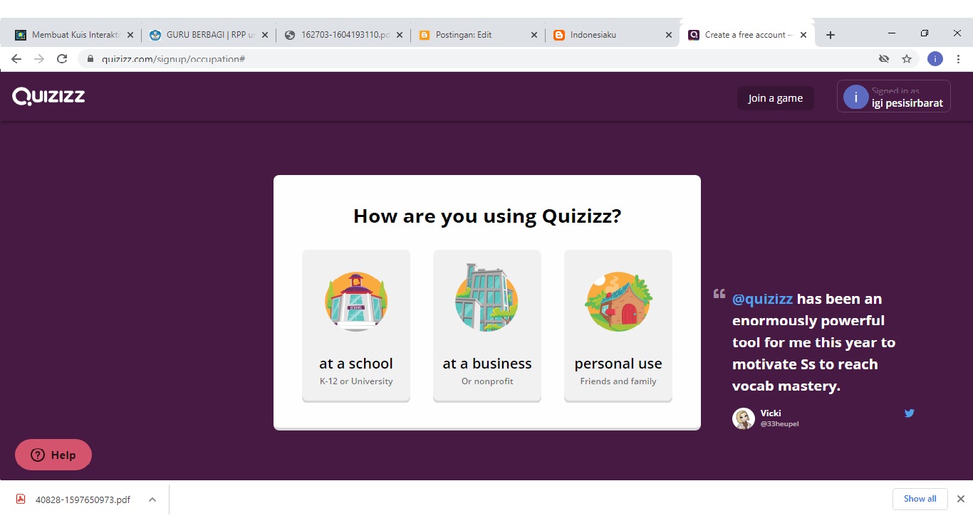 Cara Membuat Quis di Quizizz sampai rekap nilai ~ Indonesiaku