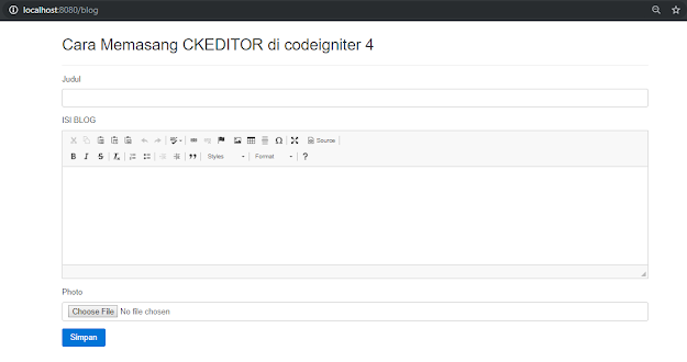 Cara Pasang Ckeditor di codeigniter 4 - Sinauo.Com