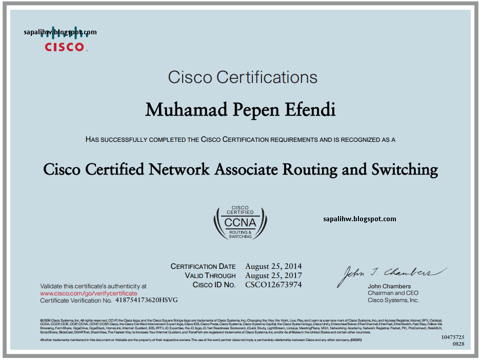 Just Giving Once: Sertifikat Cisco CCNA