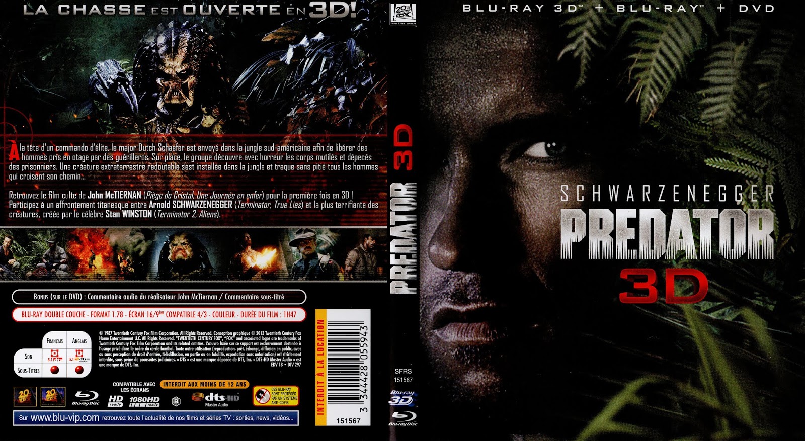 BLU-RAY JAQUETTES BLU-RAY: Predator 3D