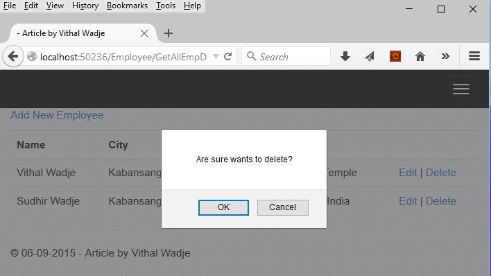 Show Alert Box On Actionlink Click In Asp Mvc