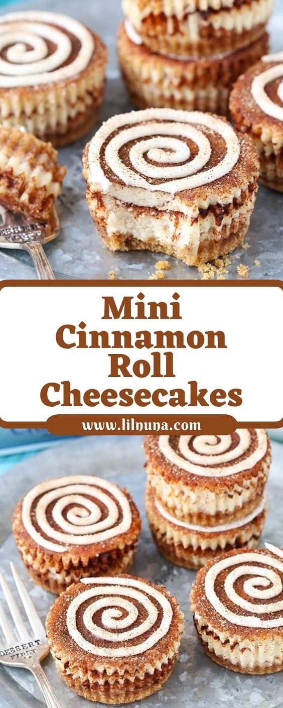 Mini Cinnamon Roll Cheesecakes - Secret Delicious Recipes Foods