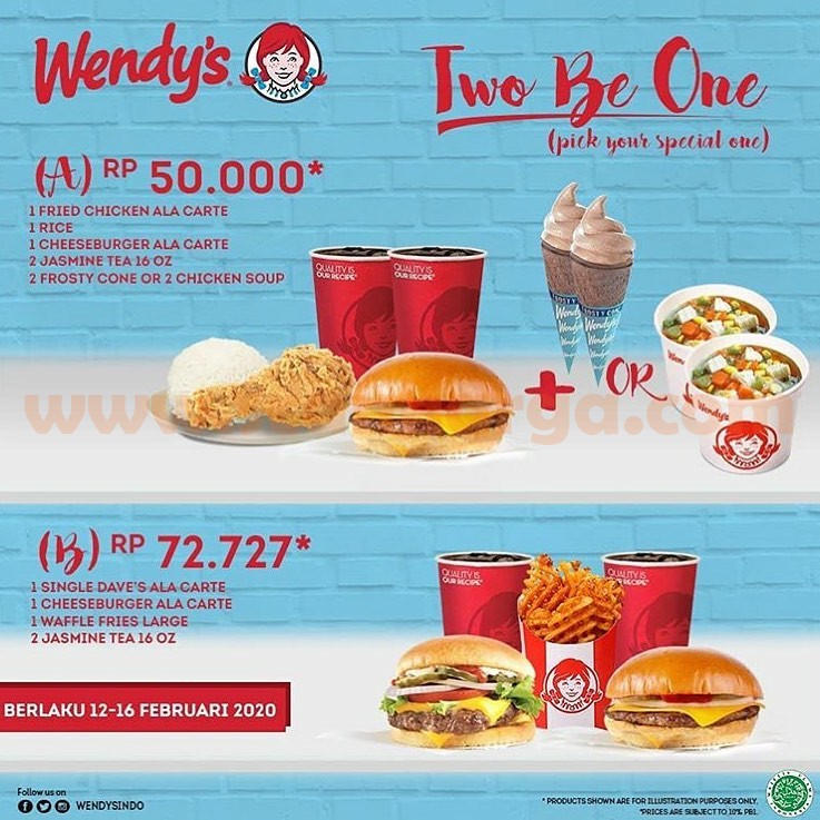 Wendys Promo Paket Two Be One Periode 12 - 16 Februari 2020 | scanharga