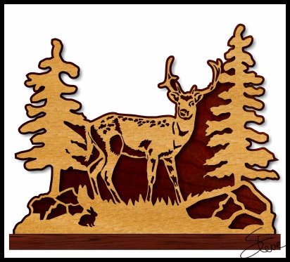 Scrollsaw Workshop: Deer Scene Scroll Saw Pattern.