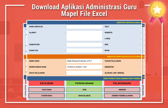 Download Aplikasi Administrasi Guru Mapel File Excel - Administrasi Guru Kurikulum 2013