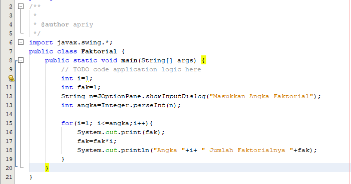 #JAVA : Program Faktorial