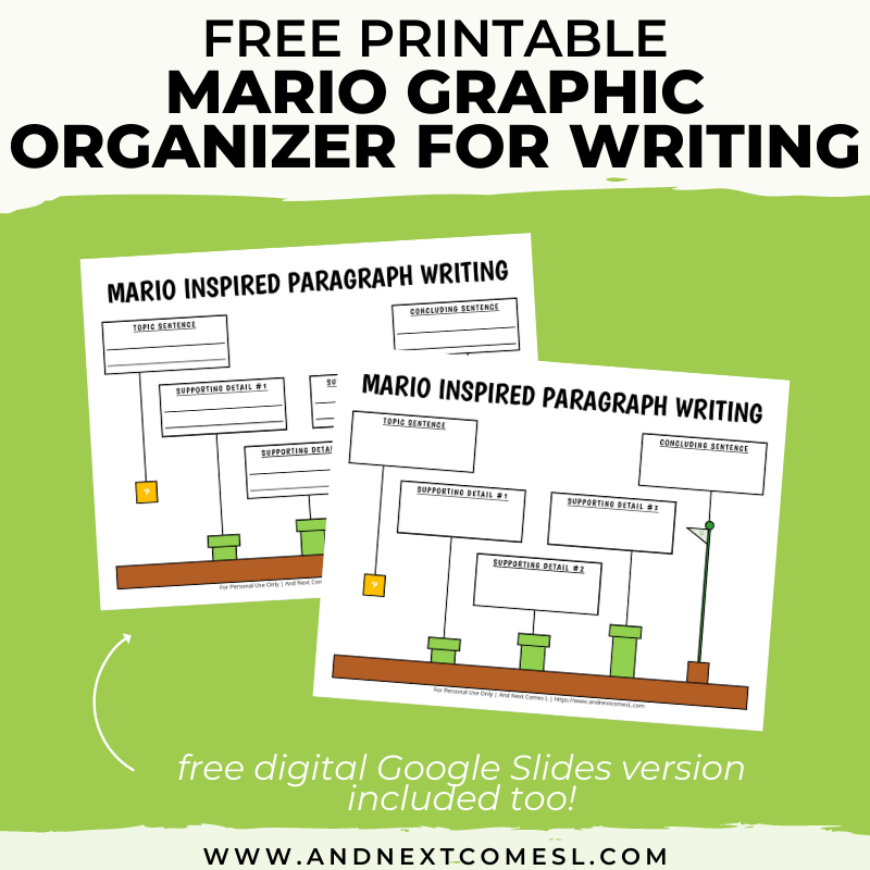 Free Printable Mario Themed Graphic Organizer for Writing | And Next ...