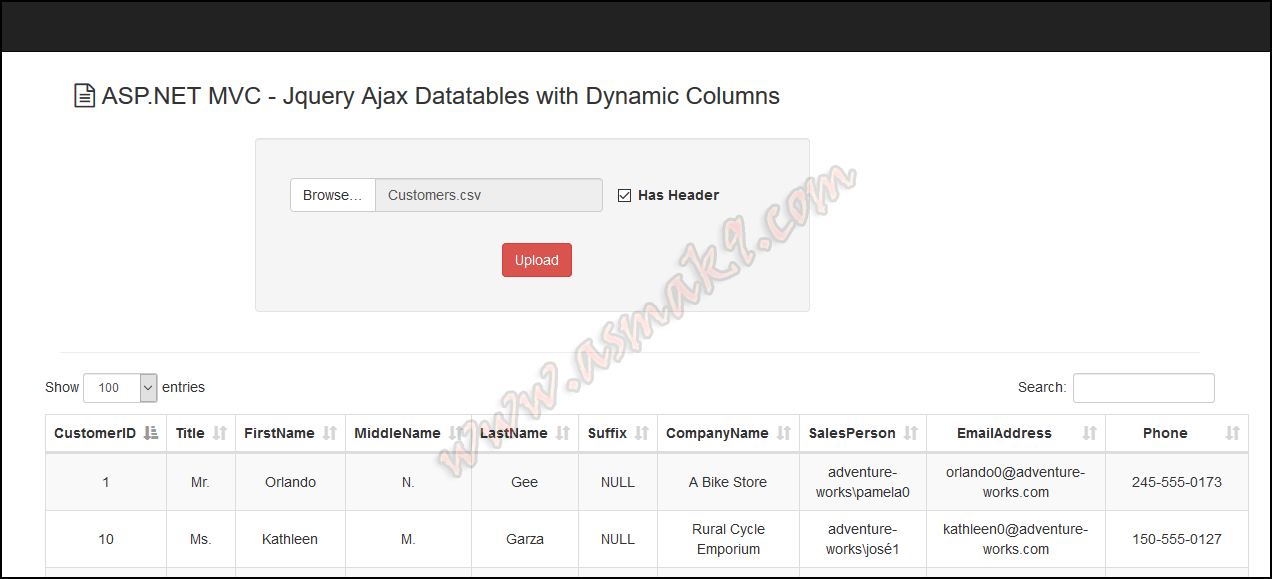 Aspnet Mvc Jquery Ajax Datatables With Dynamic Columns Asmas Blog