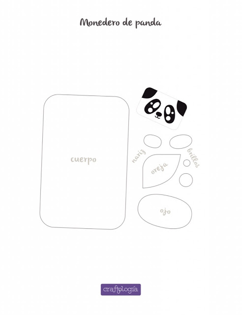 Molde de Panda para Carteira em Feltro - Ideias Criativas