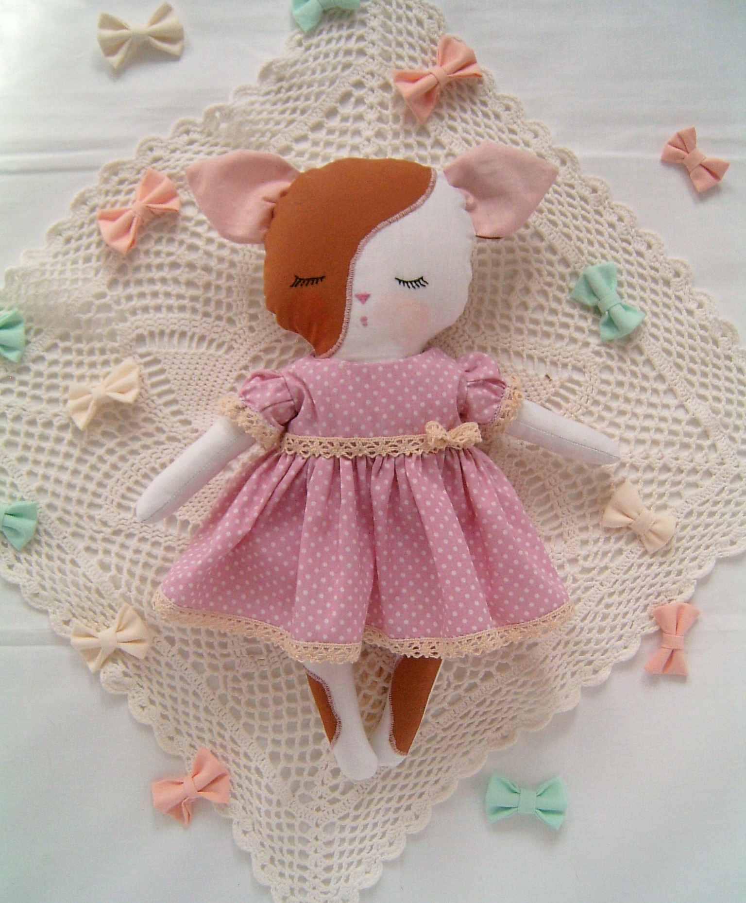 Baba, Kézműves baba , kézzel készült baba: Cica kézműves baba - 34 cm