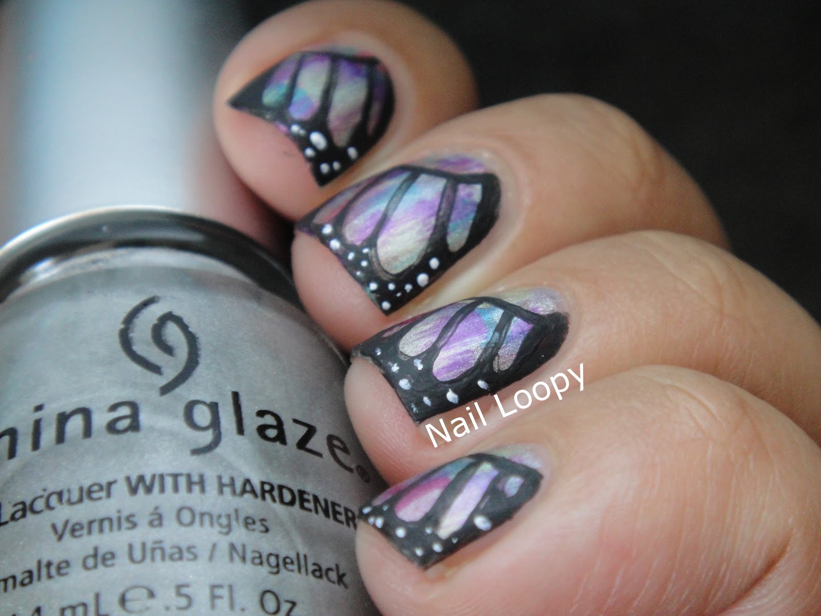 nail loopy: HOLOGRAPHIC BRUSHSTROKE BUTTERFLY WING NAILS