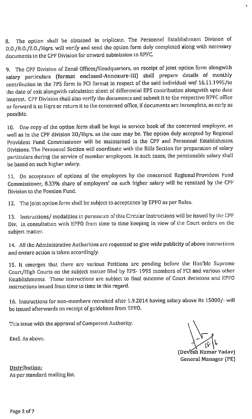 Pension Based on higher salary under provision to para 11(3) of the EPS ...